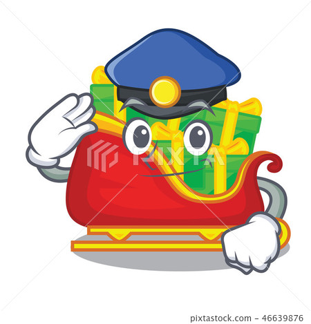 Police santa sleigh with piles presents cartoon-插圖素材 [46639876] - PIXTA圖庫