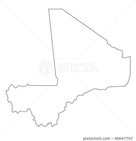 Mali - solid black outline border map of... - Stock Illustration ...