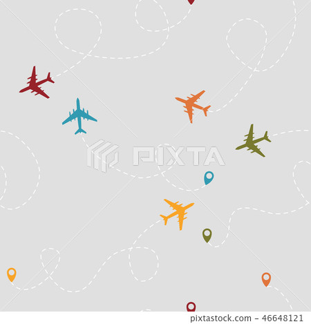Airplane dotted flight seamless pattern background - Stock Illustration ...