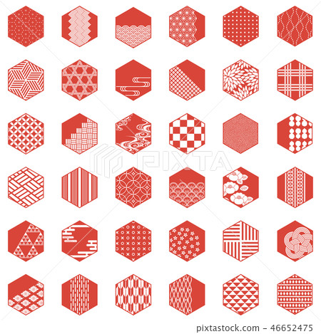 Japanese pattern icon material collection - Stock Illustration ...