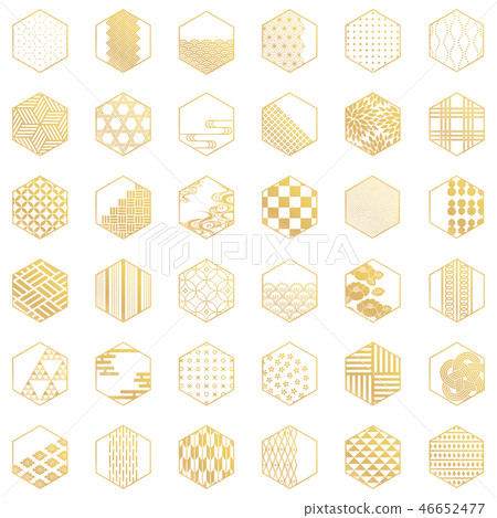 Japanese pattern icon material collection - Stock Illustration ...