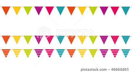 colorful patterned party flags isolated on... - Stock Illustration ...