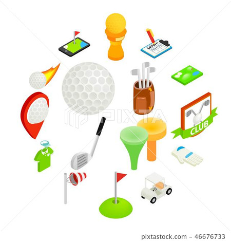 Golf isometric 3d icon set-插圖素材 [46676733] - PIXTA圖庫