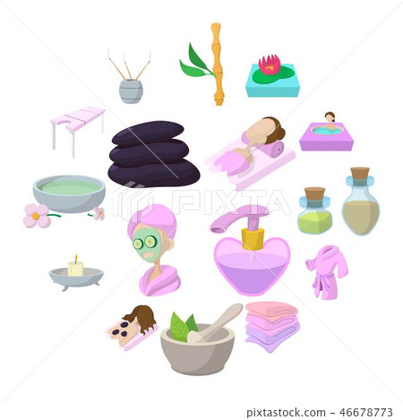 Spa cartoon icons set - Stock Illustration [46678773] - PIXTA