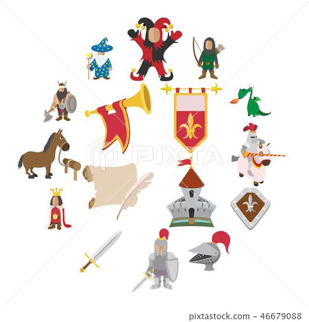 Medieval cartoon icons set - Stock Illustration [46679088] - PIXTA