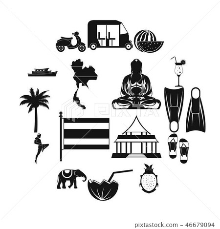Thailand icons set, simple style - Stock Illustration [46679094] - PIXTA