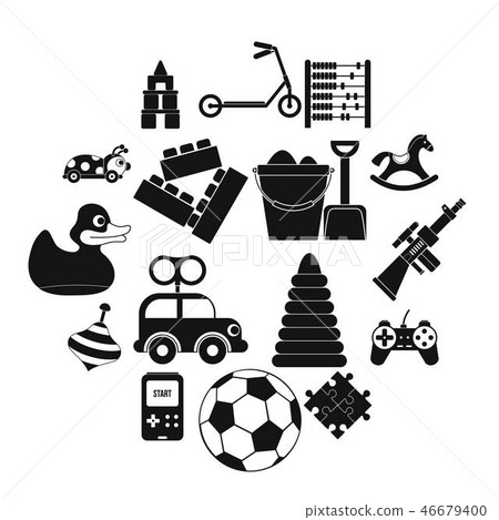 Toys black simple icons set - Stock Illustration [46679400] - PIXTA