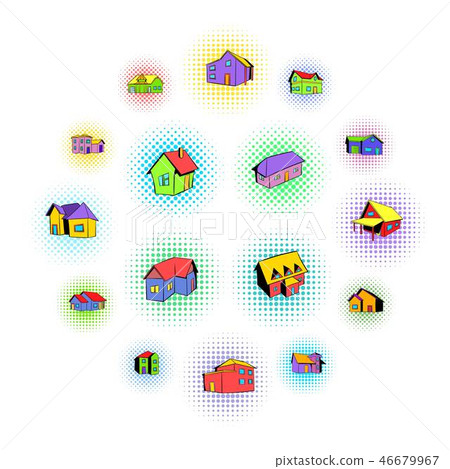 House icons set, comics style - Stock Illustration [46679967] - PIXTA