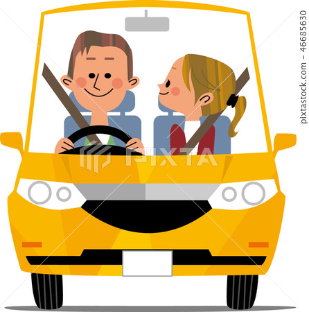 Drive date with a yellow car - Stock Illustration [46685630] - PIXTA