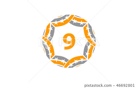 Ribbon Circle Star Number 9 - Stock Illustration [46692801] - PIXTA