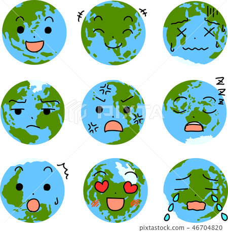 Earth icon face emotions cute expression... - Stock Illustration ...