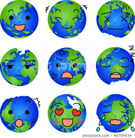 Earth icon face emotions cute expression... - Stock Illustration ...