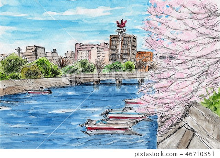 Estuary landscape - Stock Illustration [46710351] - PIXTA