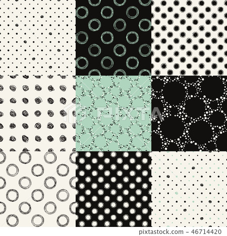 Set of seamless pattern with dots, circles, specks - Stock Illustration ...