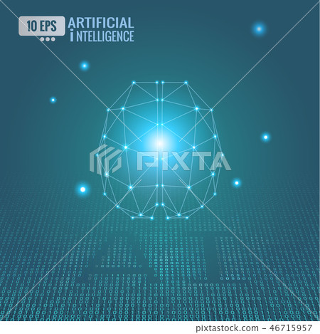 AI brain concept with binary code on green BG - Stock Illustration ...