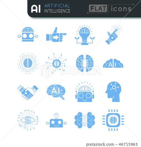 AI artificial intelligence line vector icon set - Stock Illustration ...