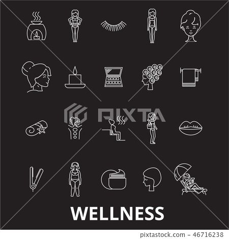 Wellness editable line icons vector set on... - Stock Illustration ...