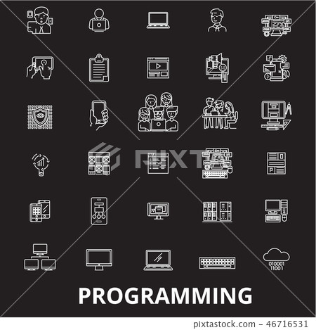 Programming editable line icons vector set on... - Stock Illustration ...