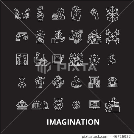 Imagination editable line icons vector set on... - Stock Illustration ...