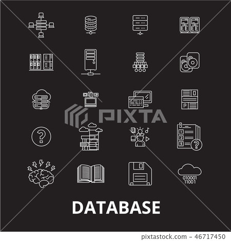 Database editable line icons vector set on... - Stock Illustration ...