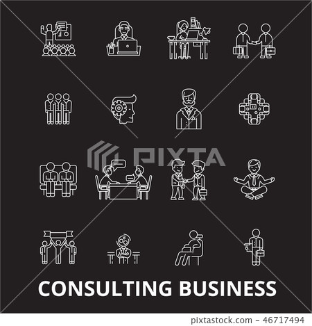 Consulting business editable line icons vector... - Stock Illustration ...