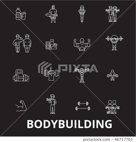 Bodybuilding editable line icons vector set on... - Stock Illustration ...
