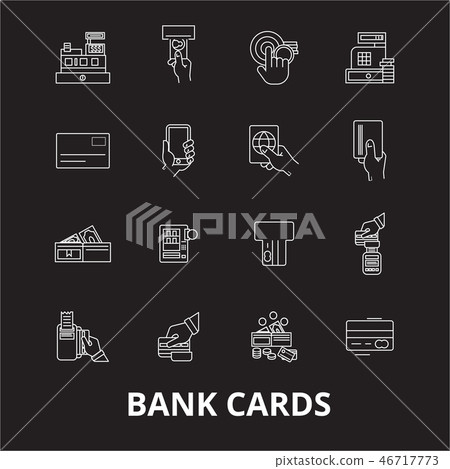 Bank cards editable line icons vector set on... - Stock Illustration ...