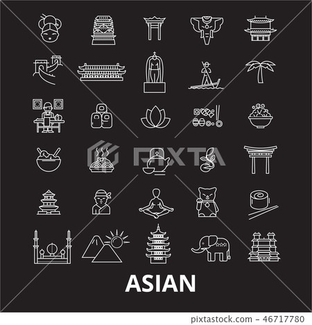 Asia and asian editable line icons vector set... - Stock Illustration ...