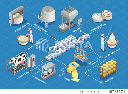 Cheese Production Isometric Flowchart - Stock Illustration [46725274 ...
