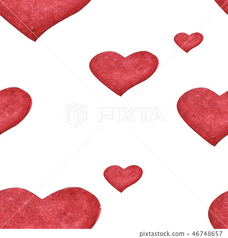 Seamless pattern watercolor with red hearts. - Stock Illustration ...
