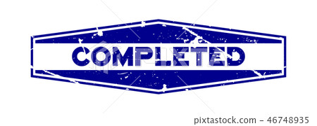 Grunge blue completed word hexagon rubber stamp ba - Stock Illustration ...