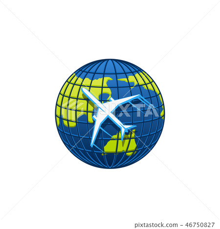 Vector airplane icon on world globe - Stock Illustration [46750827] - PIXTA