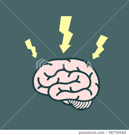 Icon electrical discharges around the human brain. - Stock Illustration ...
