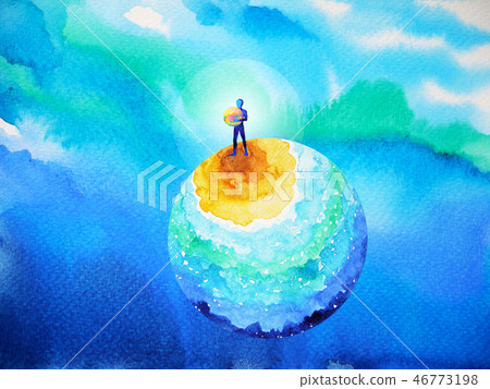 human spirit powerful energy connect to universe - Stock Illustration ...