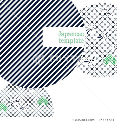 Japanese template vector. Blue line geometric - Stock Illustration ...