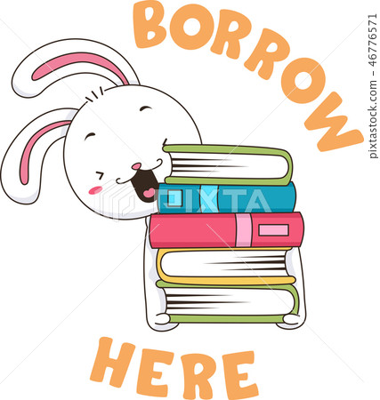 Rabbit Library Borrow Here Illustration - Stock Illustration [46776571 ...