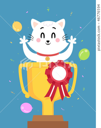 Cat Trophy Winner Illustration - Stock Illustration [46776594] - PIXTA
