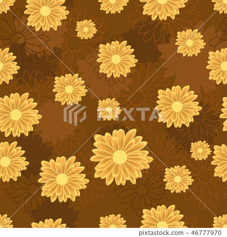 Seamless pattern with orange daisy flowers - Stock Illustration ...