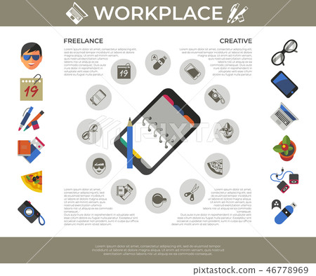 Digital vector freelance workspace icons - Stock Illustration [46778969 ...