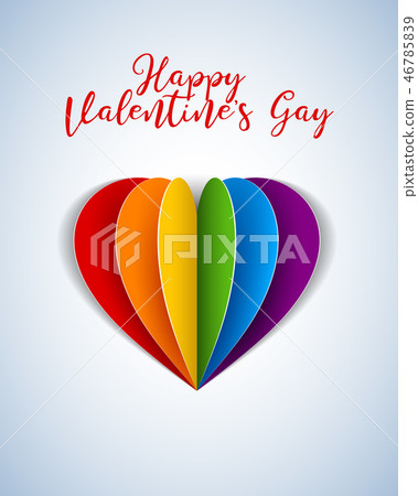 Vector Happy Valentines Day gay LGBT rainbow heart - Stock Illustration ...