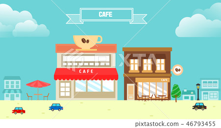 Cafe Flat Design Illustration - Stock Illustration [46793455] - PIXTA