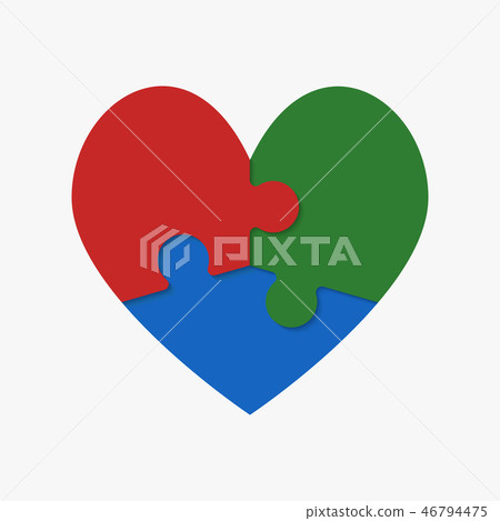 Colorful three pieces puzzle of romantic heart. - Stock Illustration ...