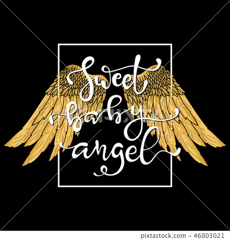 Hand drawn wings and lettering text - Stock Illustration [46803021] - PIXTA