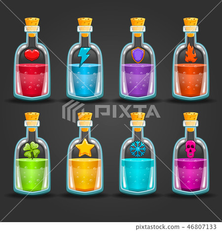 Big set of flasks with different poisons - Stock Illustration [46807133 ...