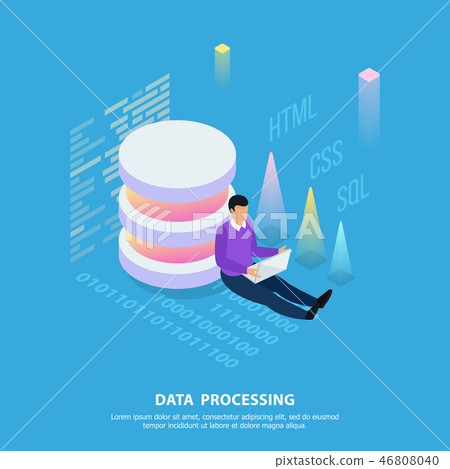 Processing Data Isometric Composition - Stock Illustration [46808040 ...