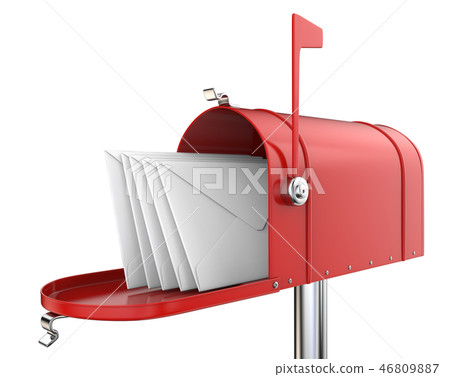 Red Mailbox with envelopes. - Stock Illustration [46809887] - PIXTA