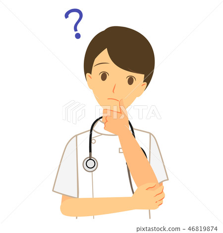 Thinking male nurse upper body - Stock Illustration [46819874] - PIXTA