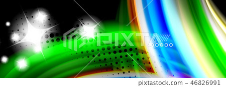 Rainbow color fluid wave lines flow poster.... - Stock Illustration ...
