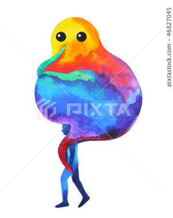 human carrying abstract monster ghost on shoulder - Stock Illustration ...