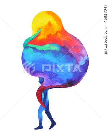 human carrying abstract monster ghost on shoulder-插圖素材 [46827047] - PIXTA圖庫